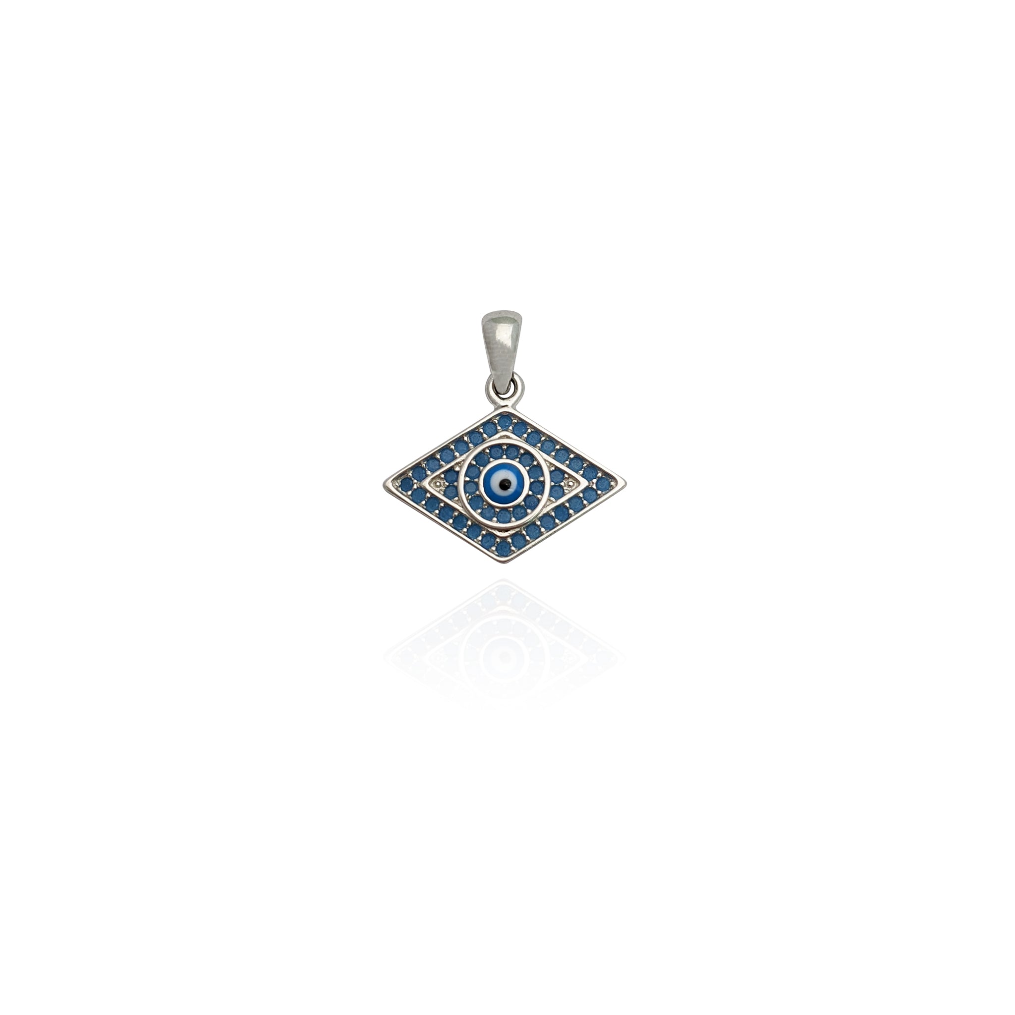 Rhombus Evil Eye CZ Pendant (Silver) – Lucky D